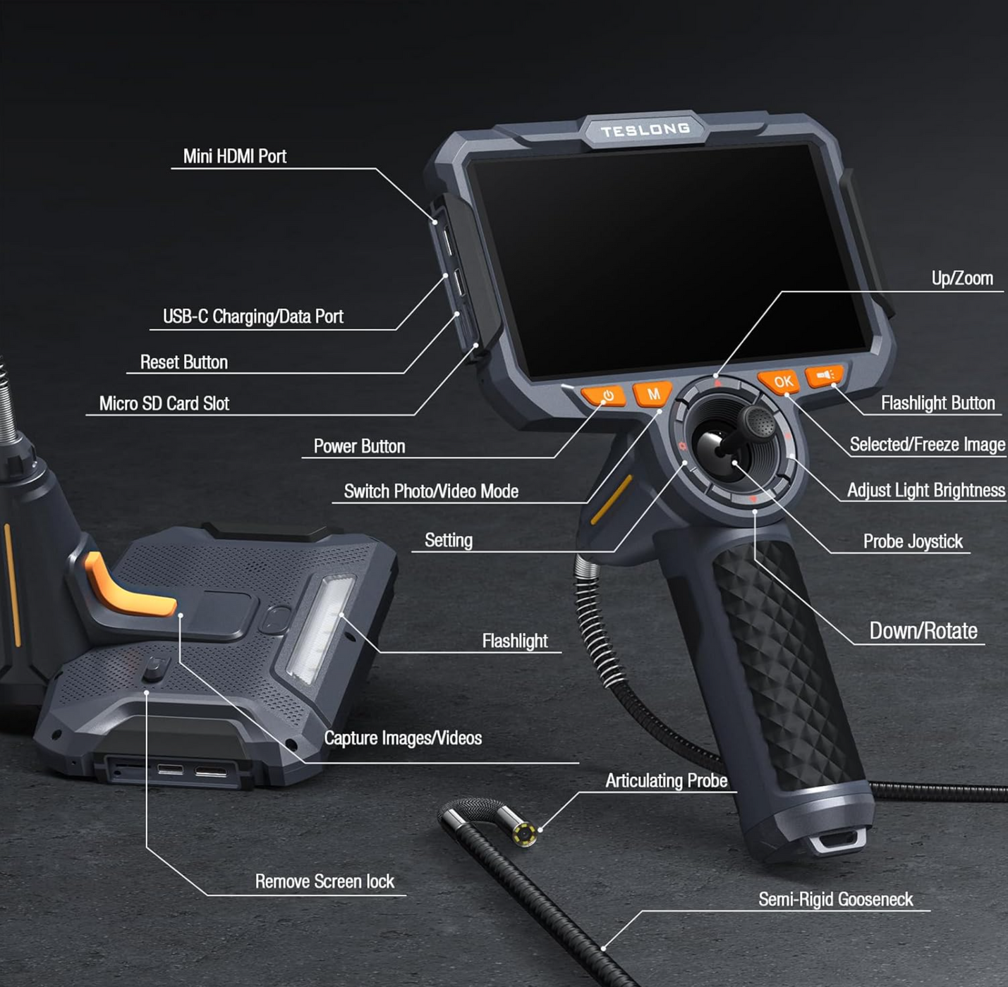 TF600 4-way Articulating Single Lens Inspection Camera with Modular De ...