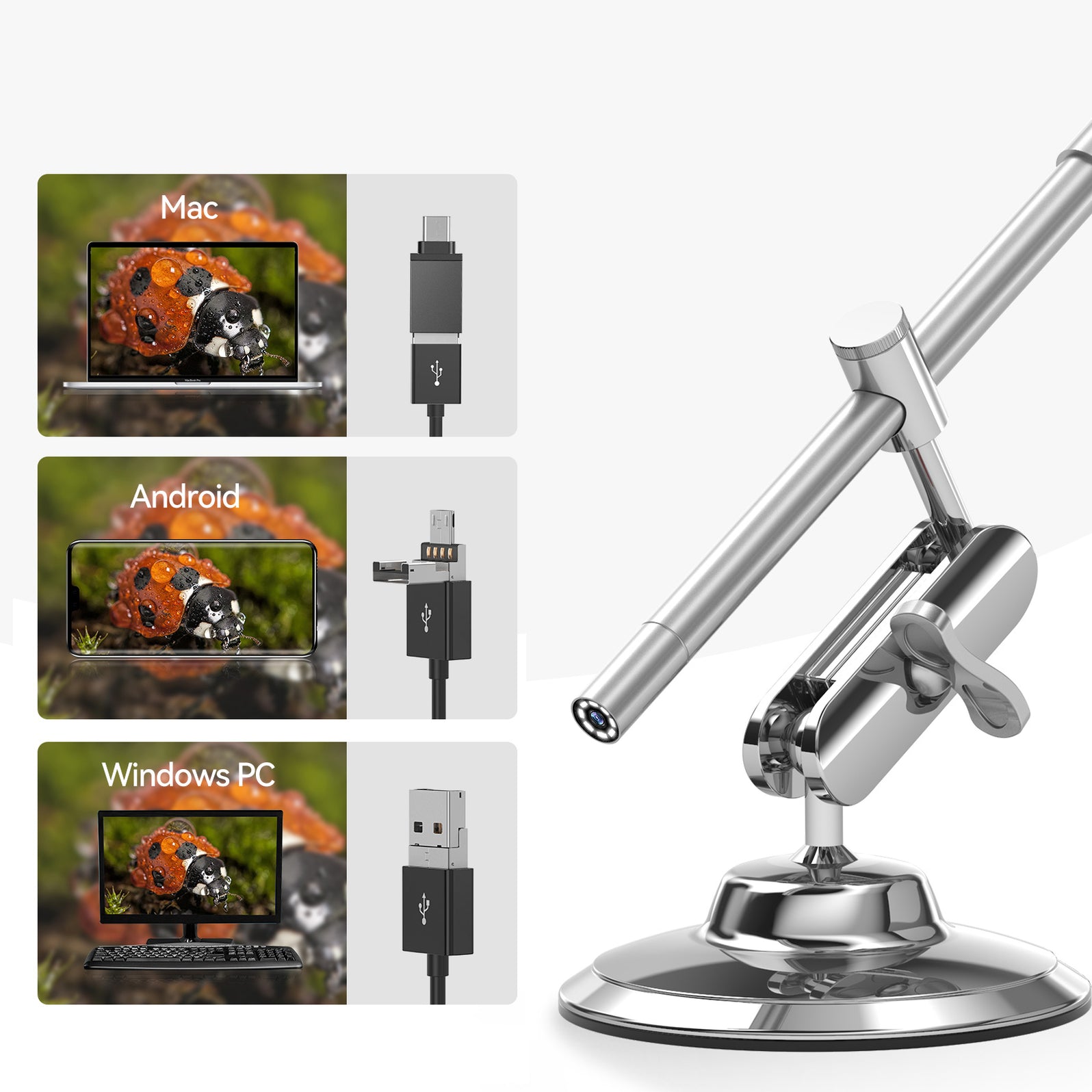 MS100 Portable USB Microscope: Handheld Digital Microscope Camera with ...