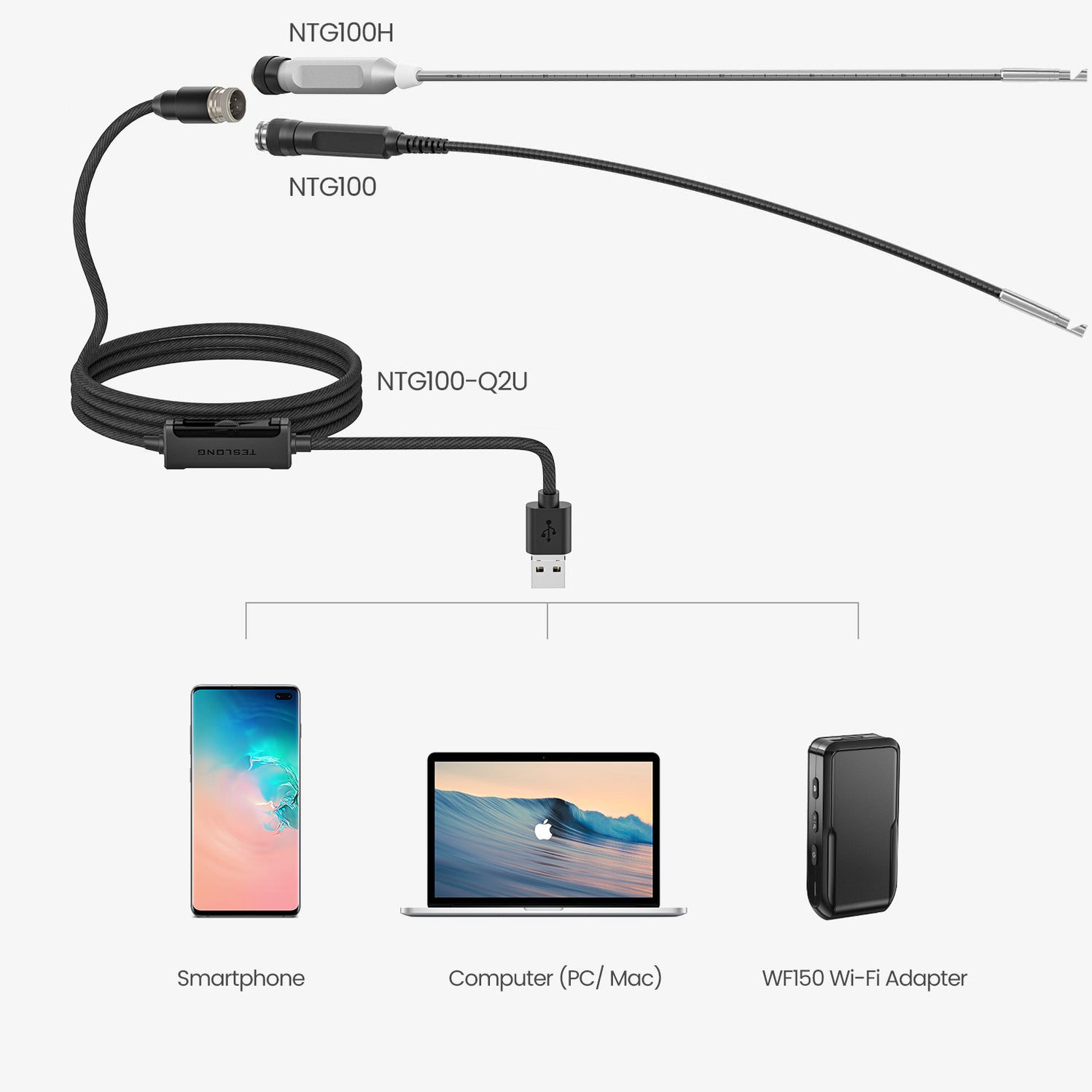 Adapter Cables for Inspection Cameras and Borescopes | Teslong
